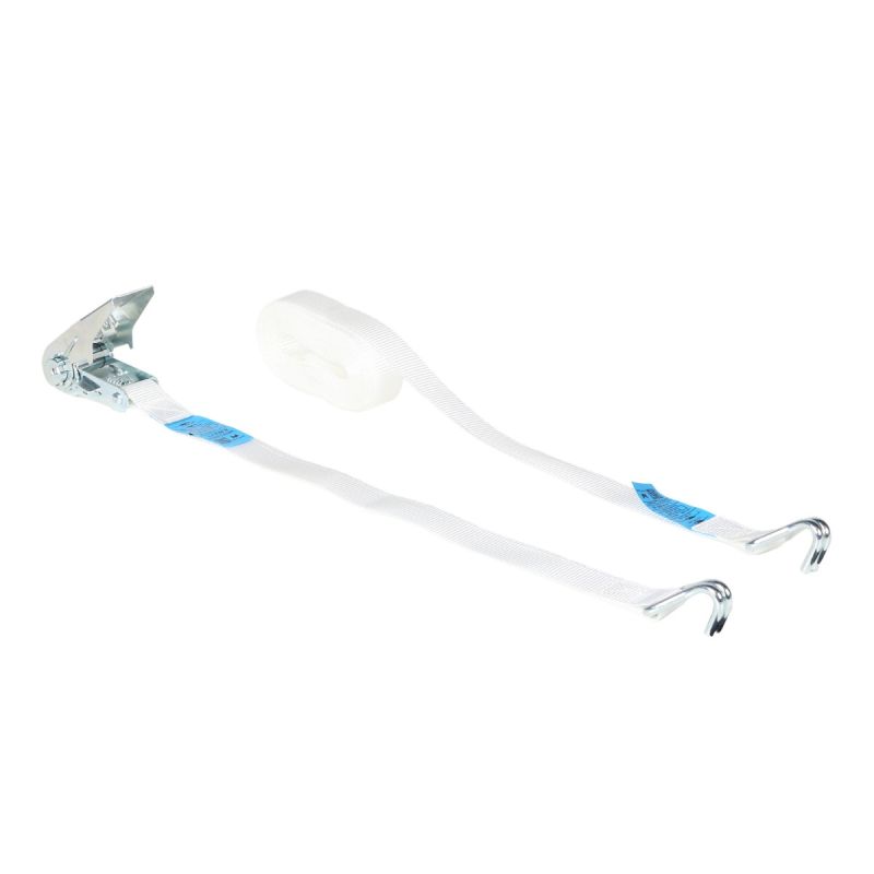 Sangle d'arrimage 25 mm 0,8 tonnes 2,5M Blanc avec crochets pointus