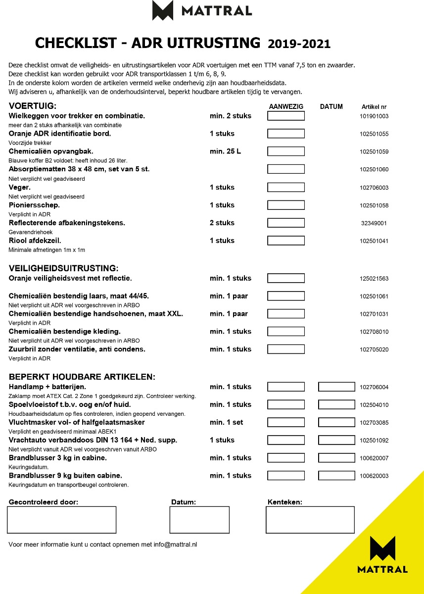Checklist voor ADR uitrusting? - Bekijk op Logistiekdirect